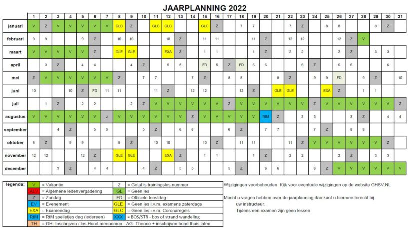Jaarplanning