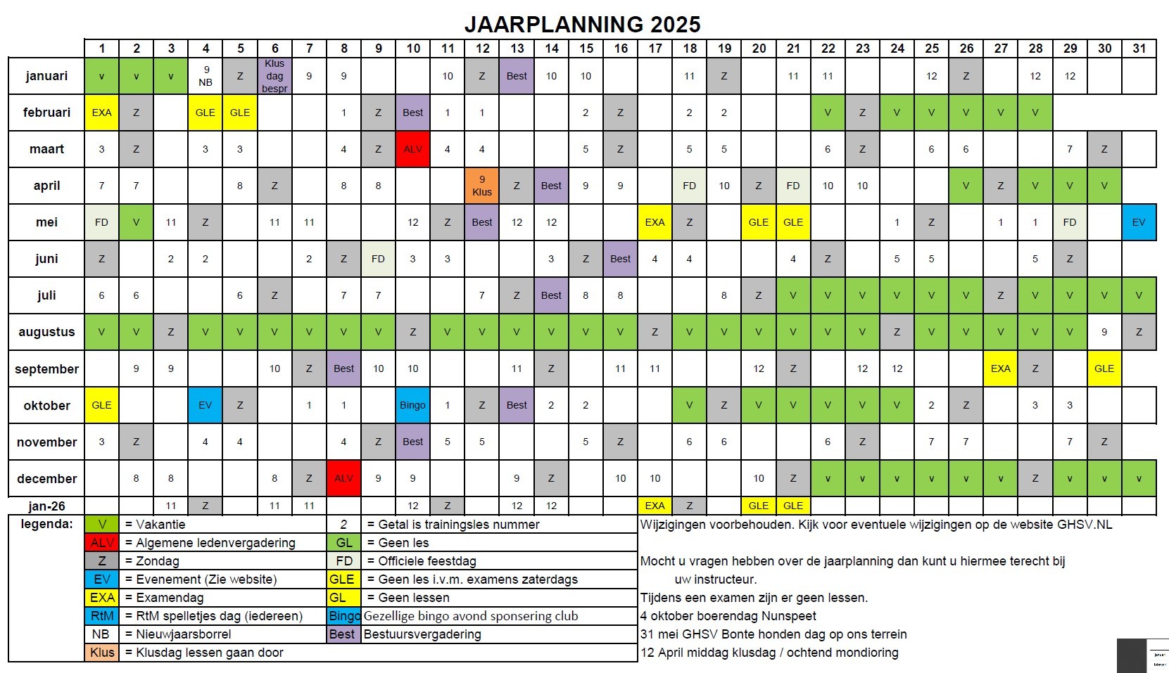 Jaarplanning